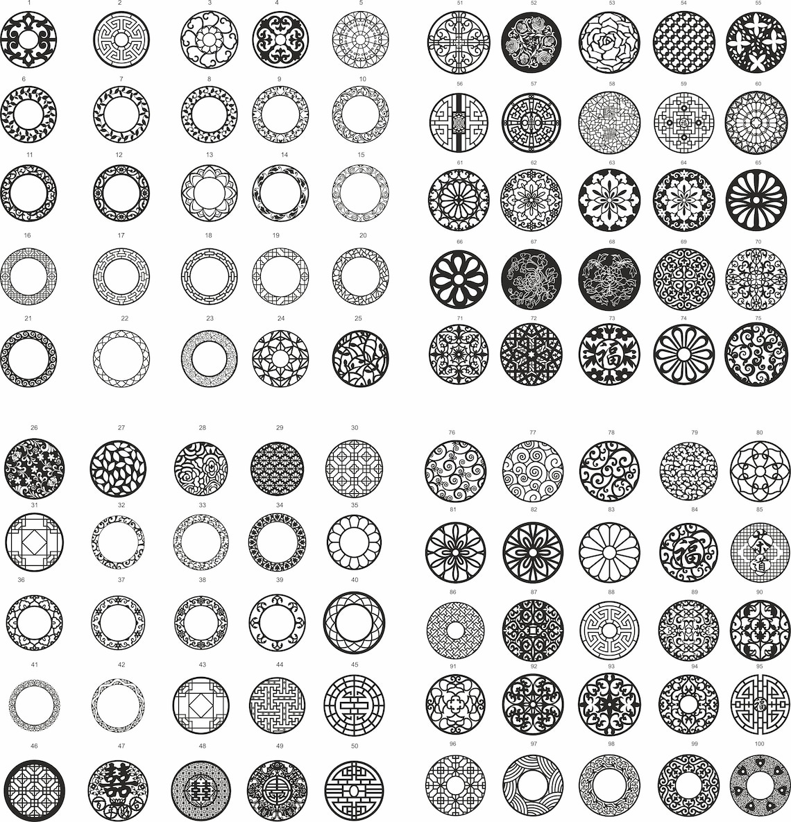 Circle Pattern Panel Collection 100 Svg Files Panel Dxf SVG, Laser Cut ...