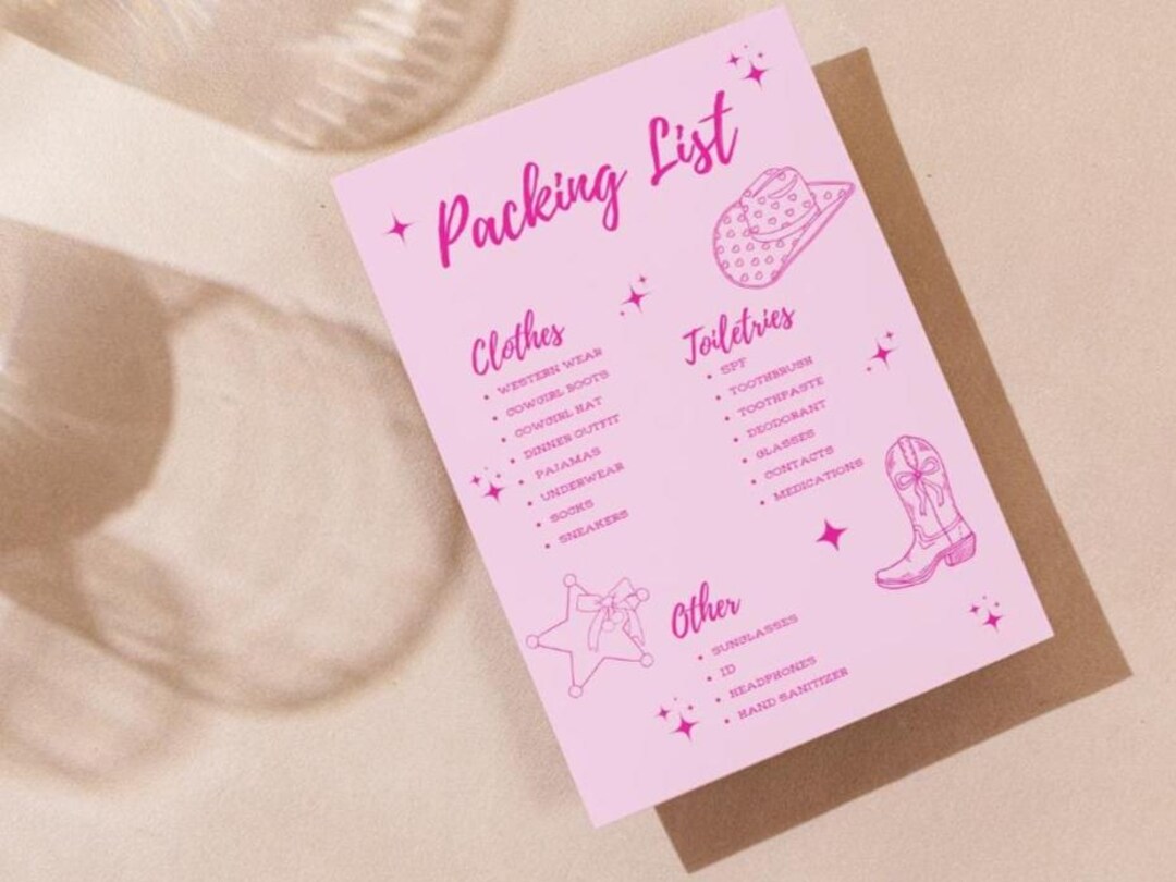 Western Packing List Template | Last Rodeo Bachelorette Party | Fully ...