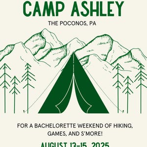 Camp-themed Bachelorette Invitation Template - Fully Customizable ...