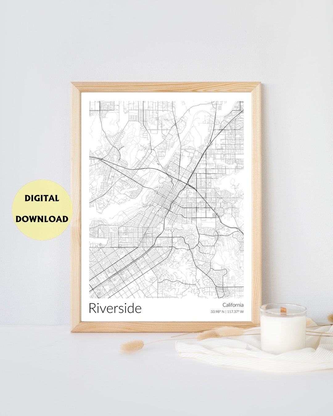 Riverside Map Print Riverside Map Poster California Print - Etsy