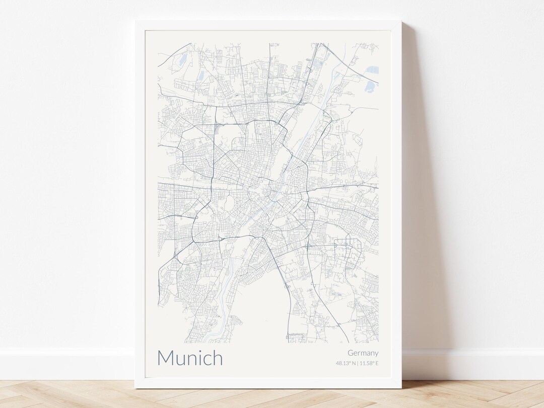 Printable Map of Munich Colour Map Digital Print Munich Map Poster ...