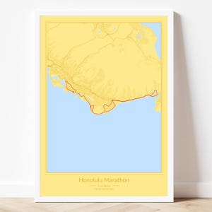 Honolulu Marathon Route Map, Personalized Honolulu Marathon Map Print ...
