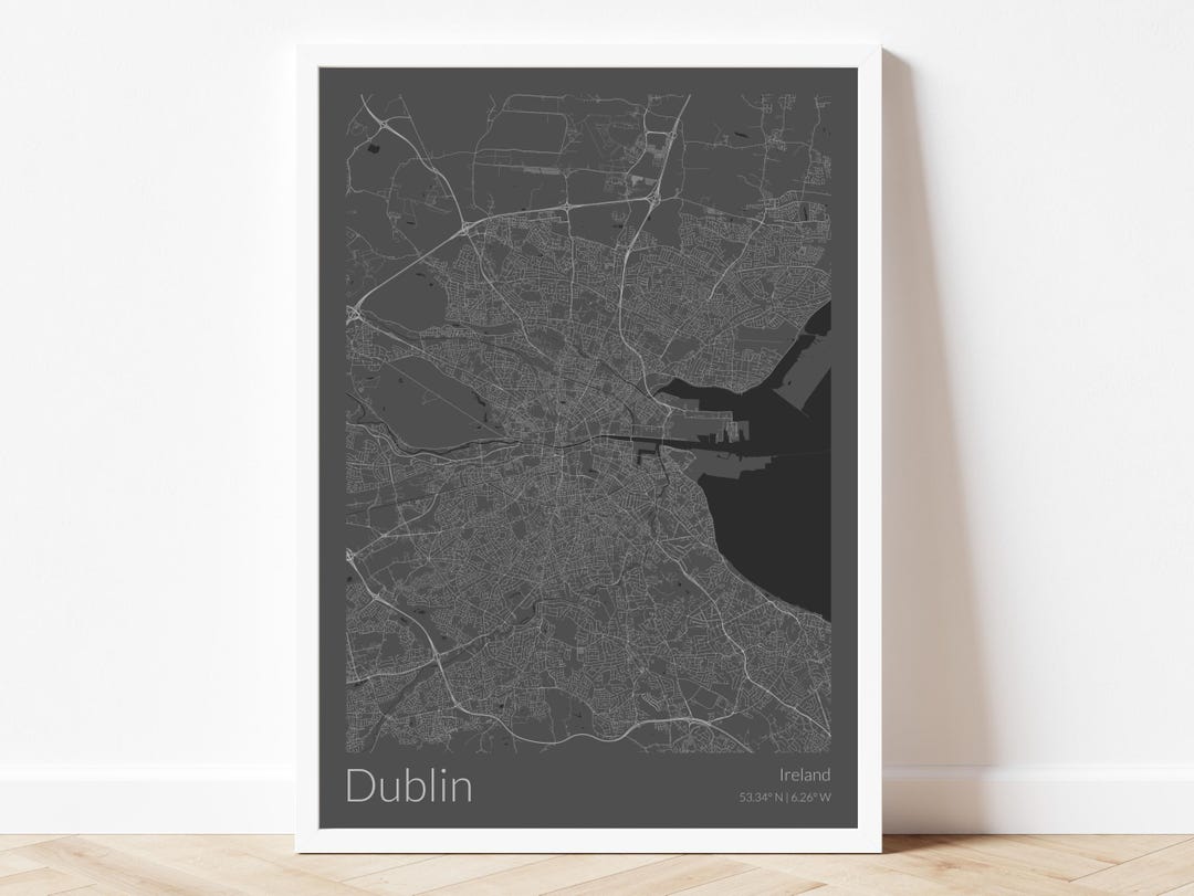 Map of Dublin Print, Digital Dublin City Map Art, Modern Dublin Map ...