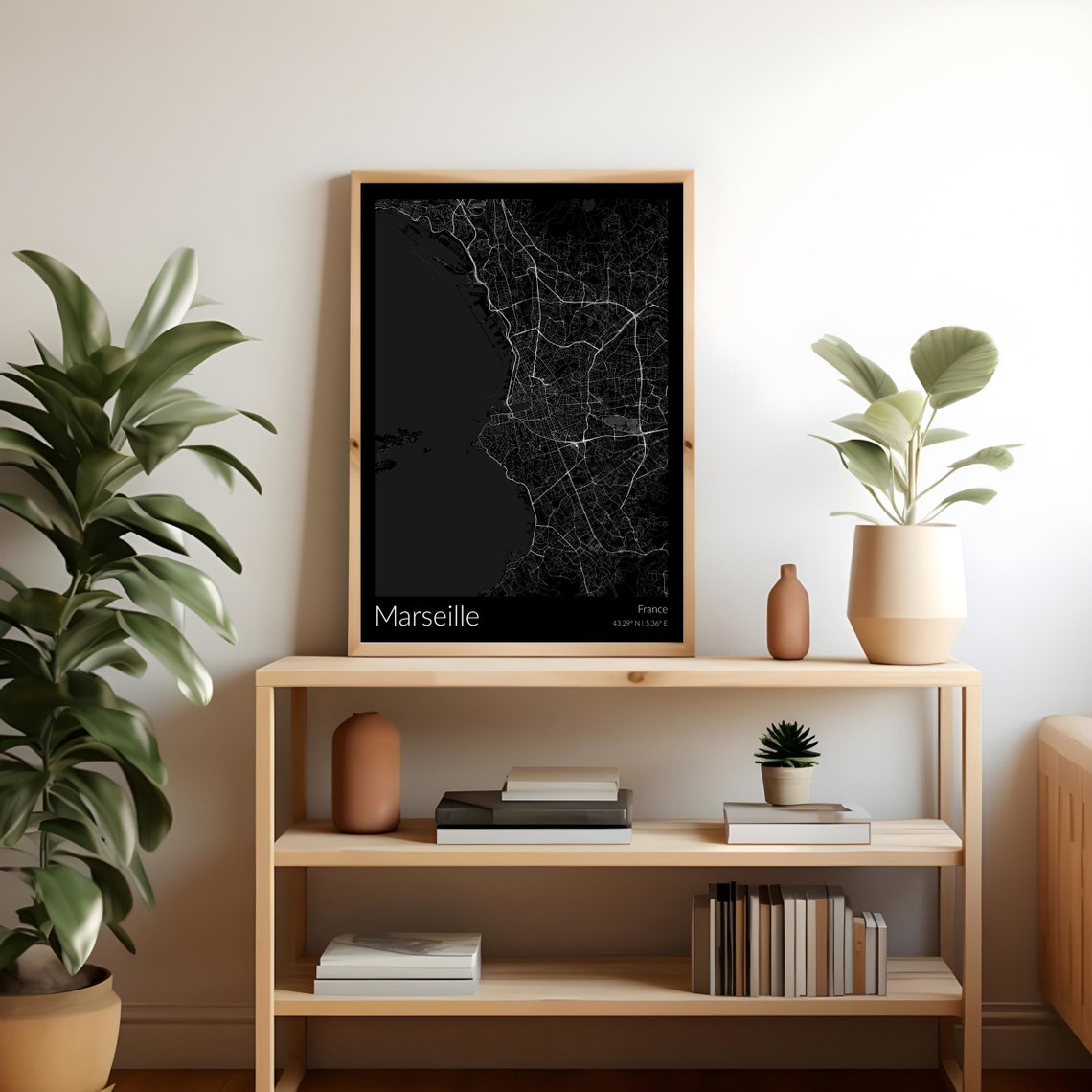 Marseille Map Print Black Map of a Marseille Minimalistic - Etsy