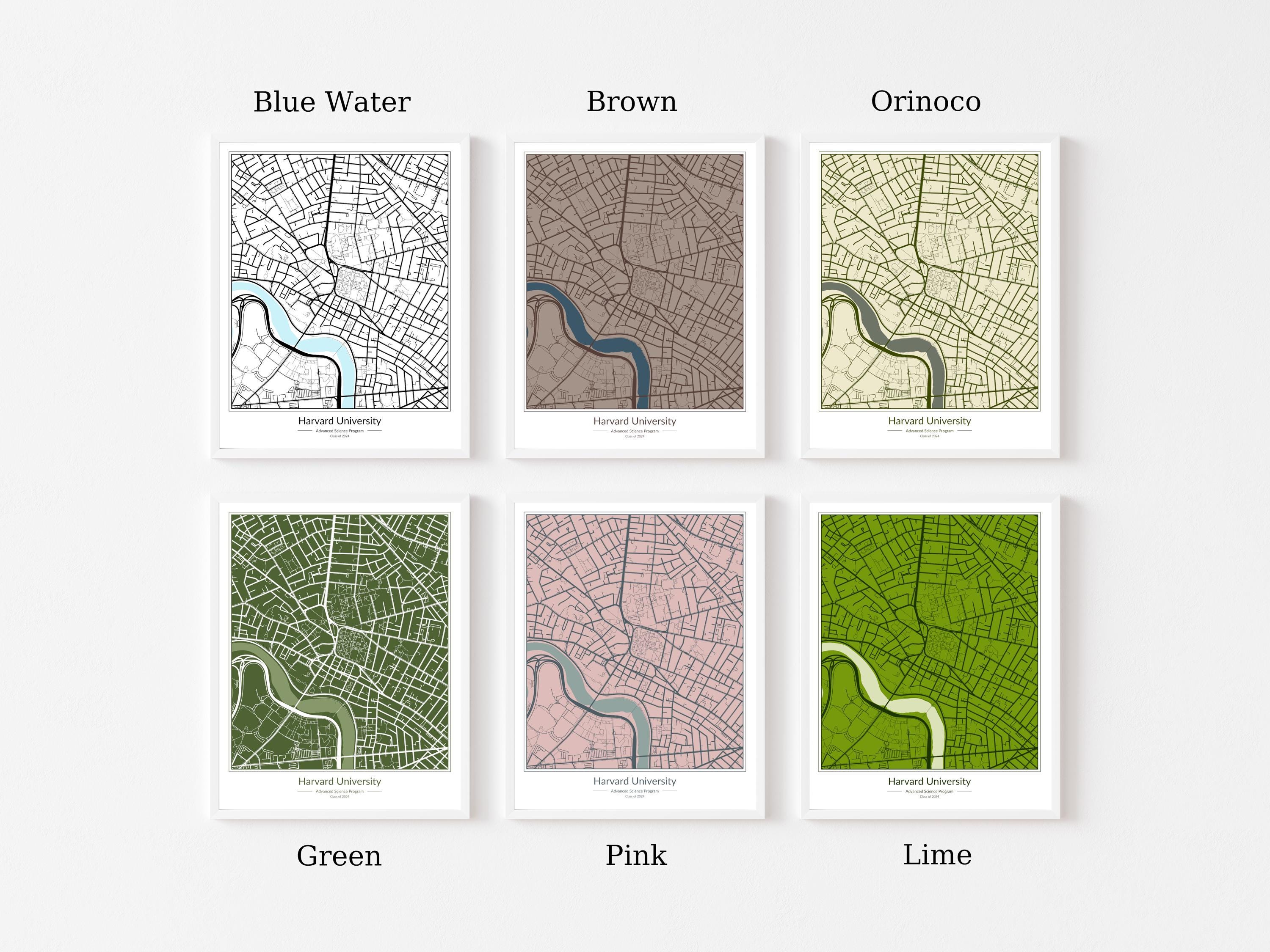 Custom University Campus Map Print, School Personalised Colour Map ...