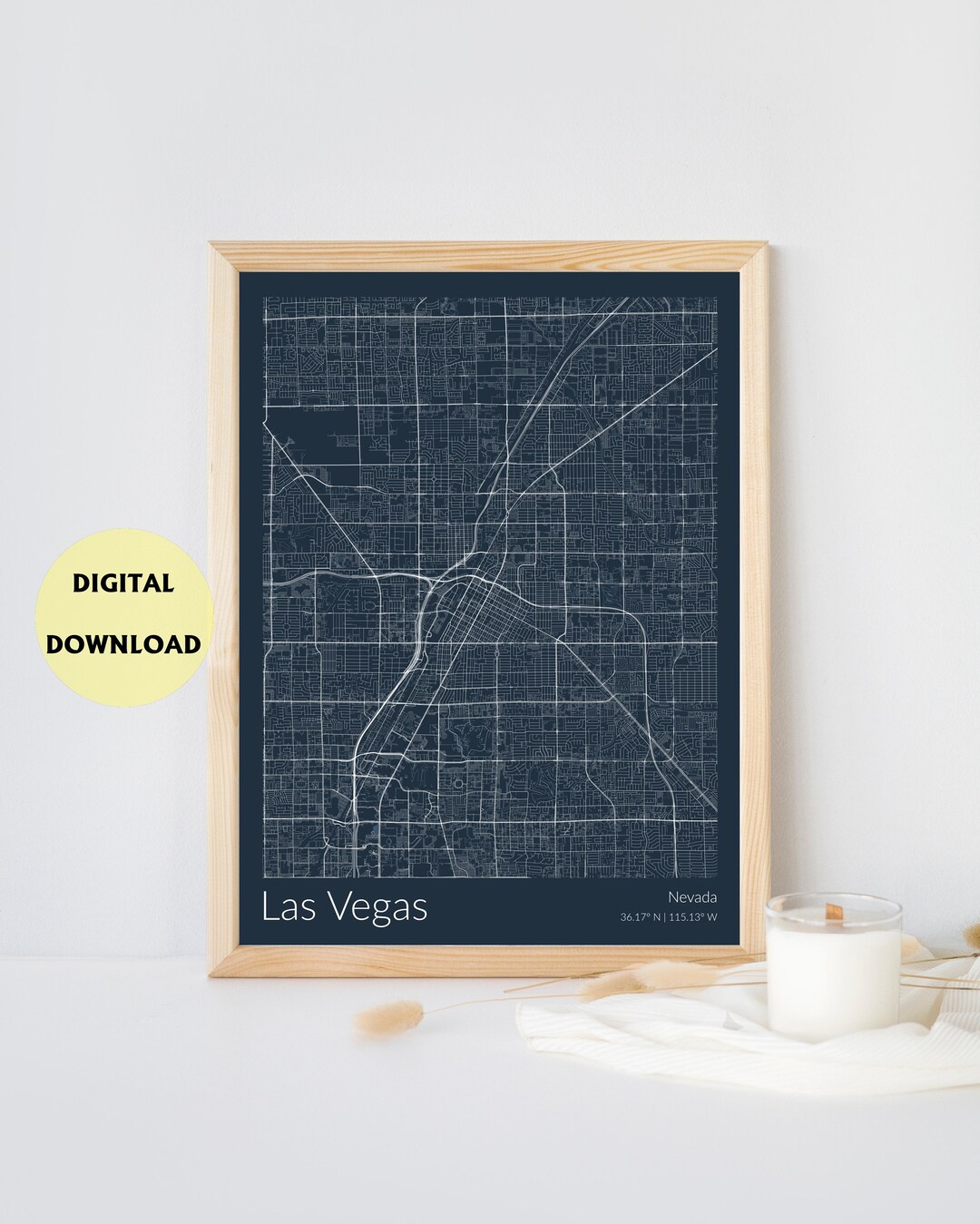 Las Vegas Map Print Las Vegas Map Poster Nevada Print Navy Minimalist Map of Las Vegas Modern ...