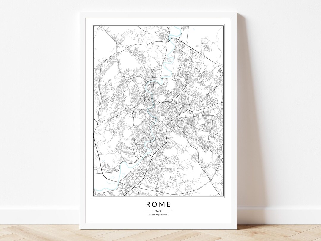 Printable Map of Rome Digital Map Print Minimalist Italy City Map Wall ...