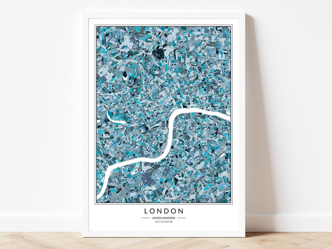 London Map Poster, Blue London Map Print, Printable London Map, London ...