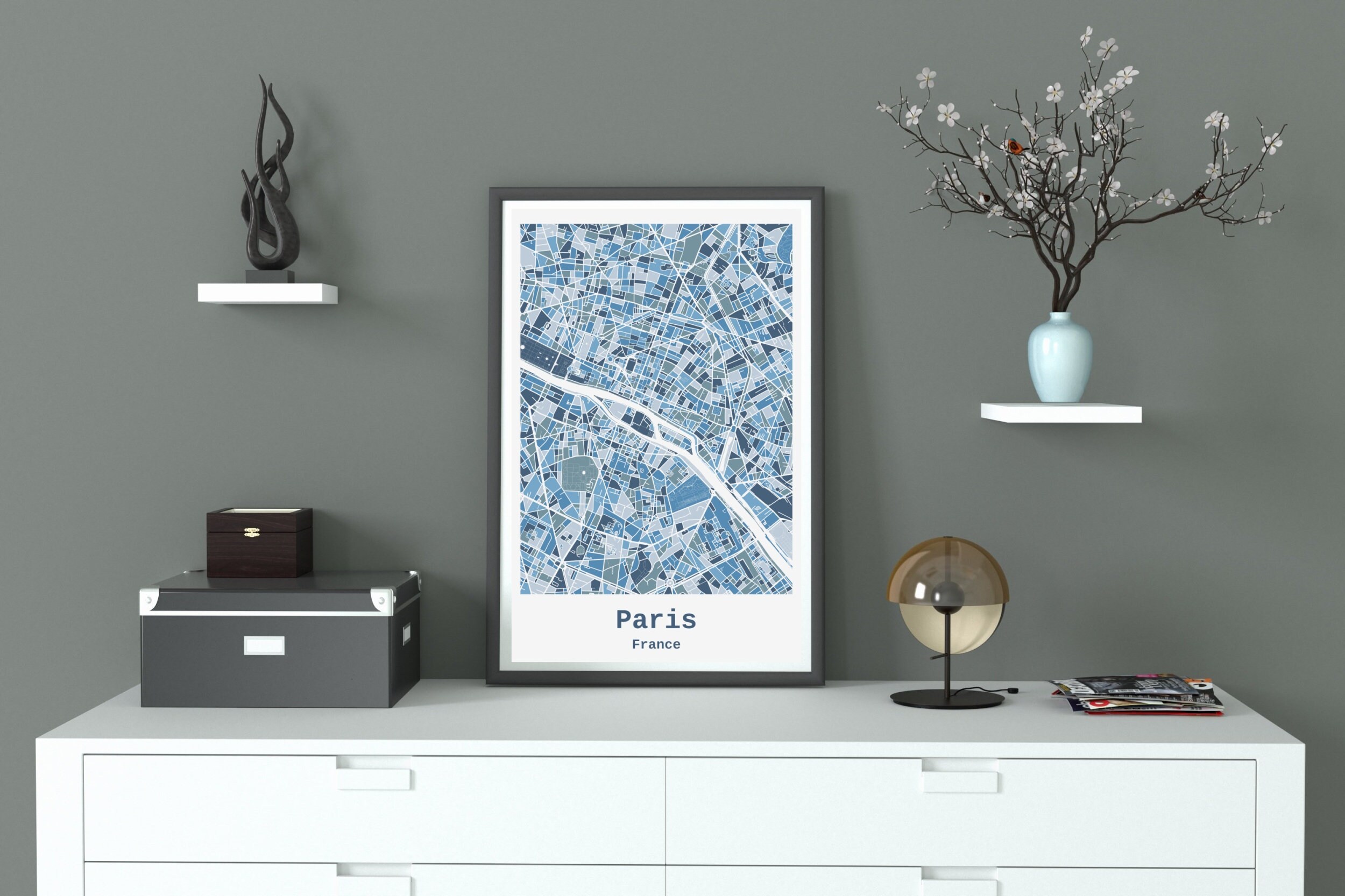 Paris Map Print Paris Map Poster Paris Wall Art Paris - Etsy