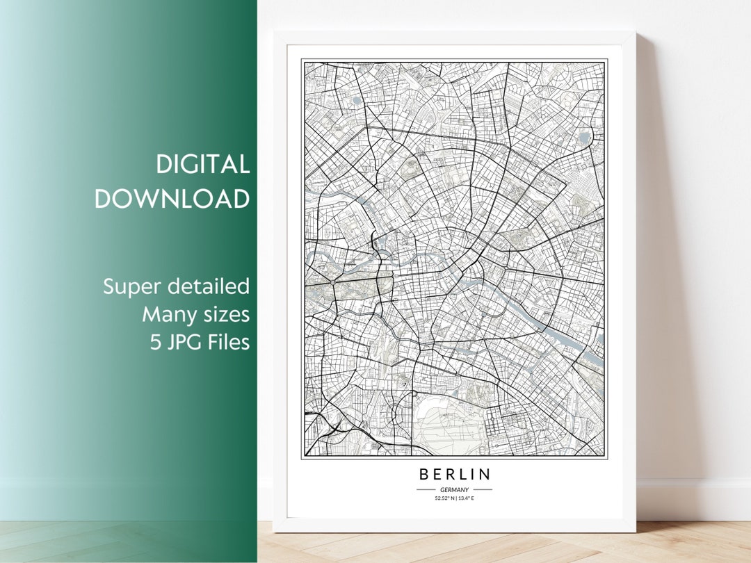 Berlin Map Print Germany Map Art Poster City Street Road Map Printable ...