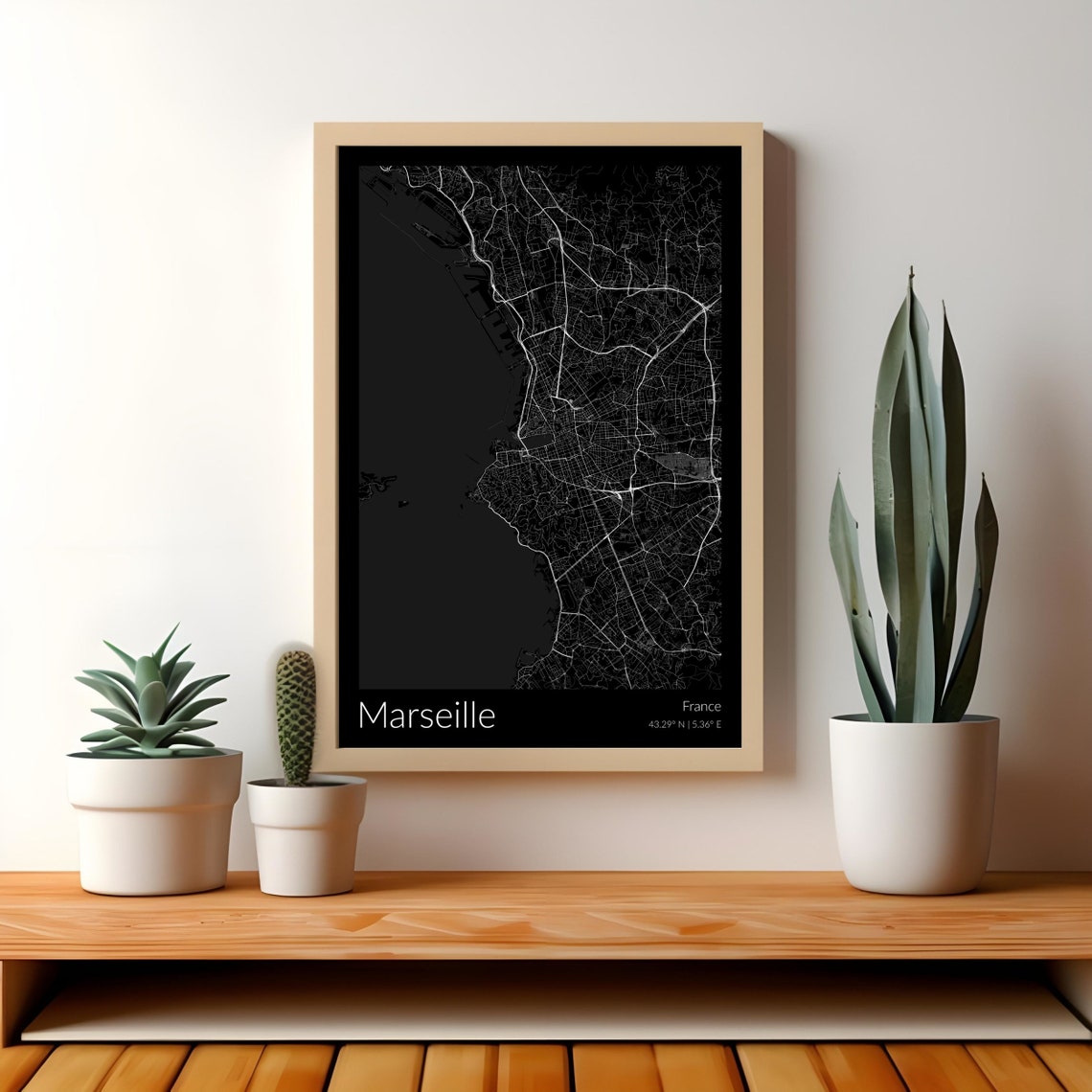Marseille Map Print Black Map of a Marseille Minimalistic - Etsy