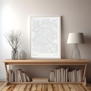 Printable Map of Paris Digital Map Print Paris Map Wall Art Modern ...