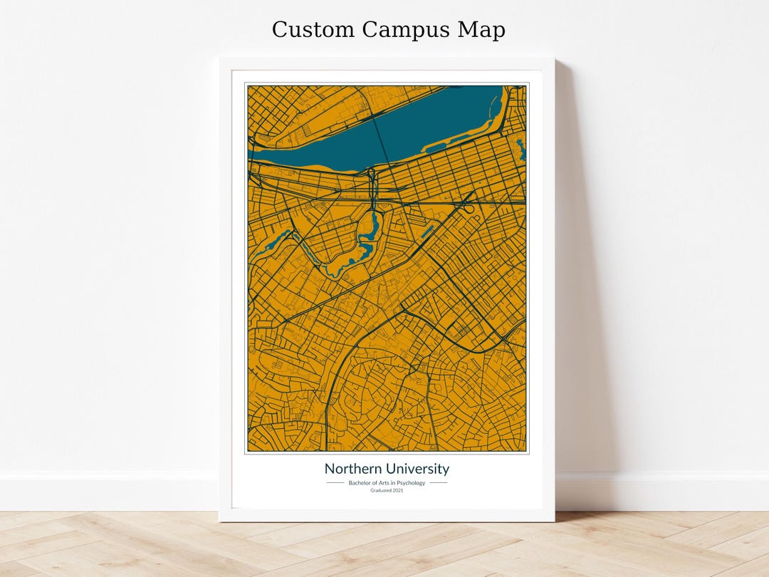 Campus Map Print University Digital Map Poster Campus Colour Art Work ...