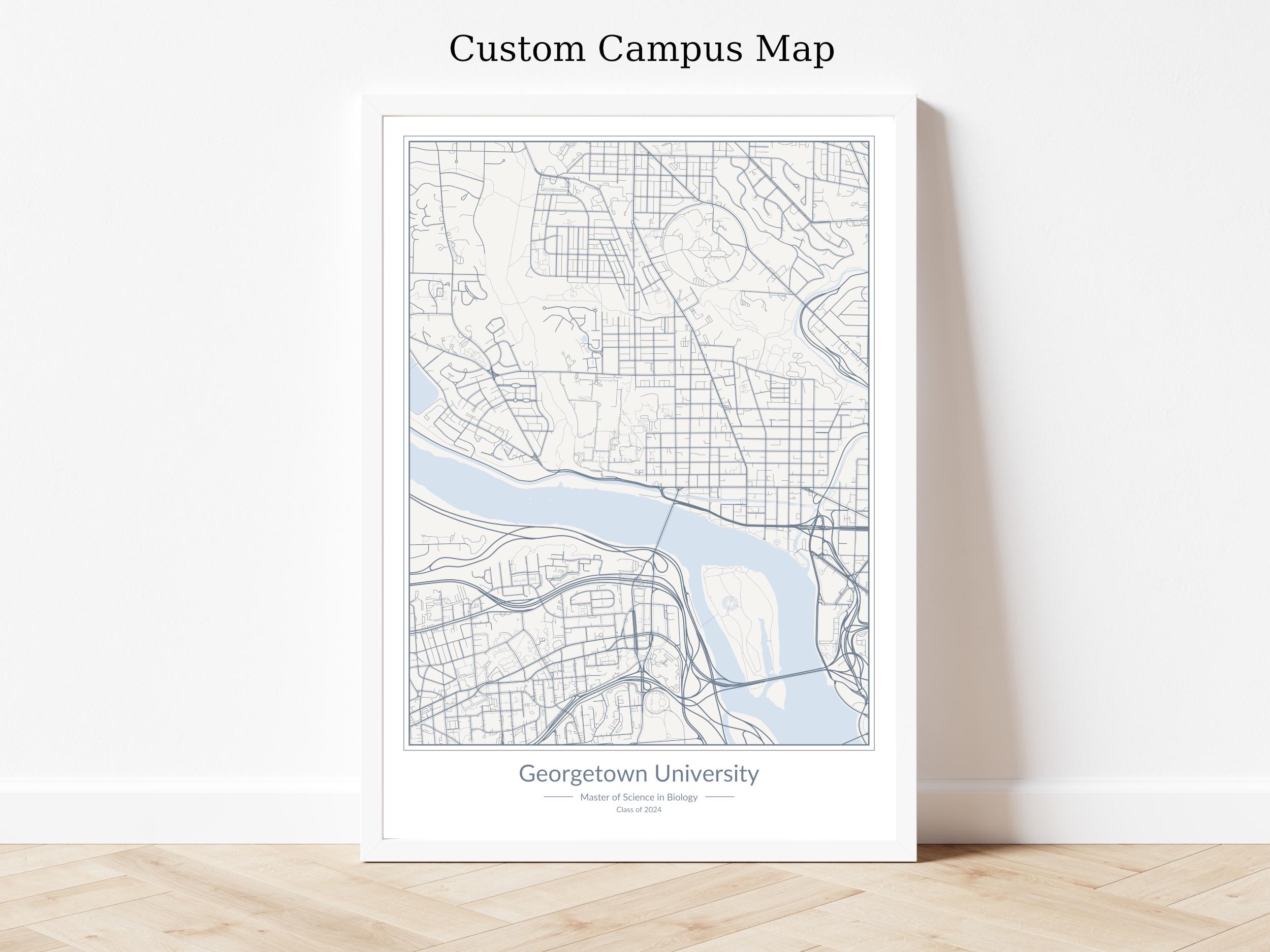 Custom University Campus Map Print Personalised Graduation Gift for ...