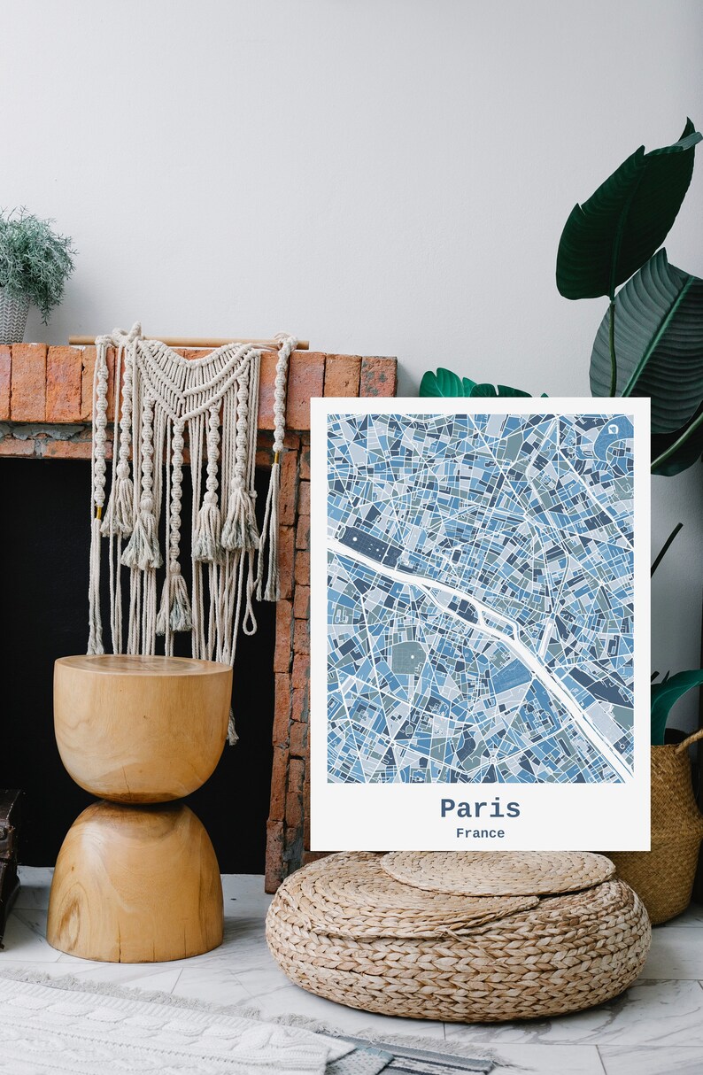 Paris Map Print Paris Map Poster Paris Wall Art Paris - Etsy