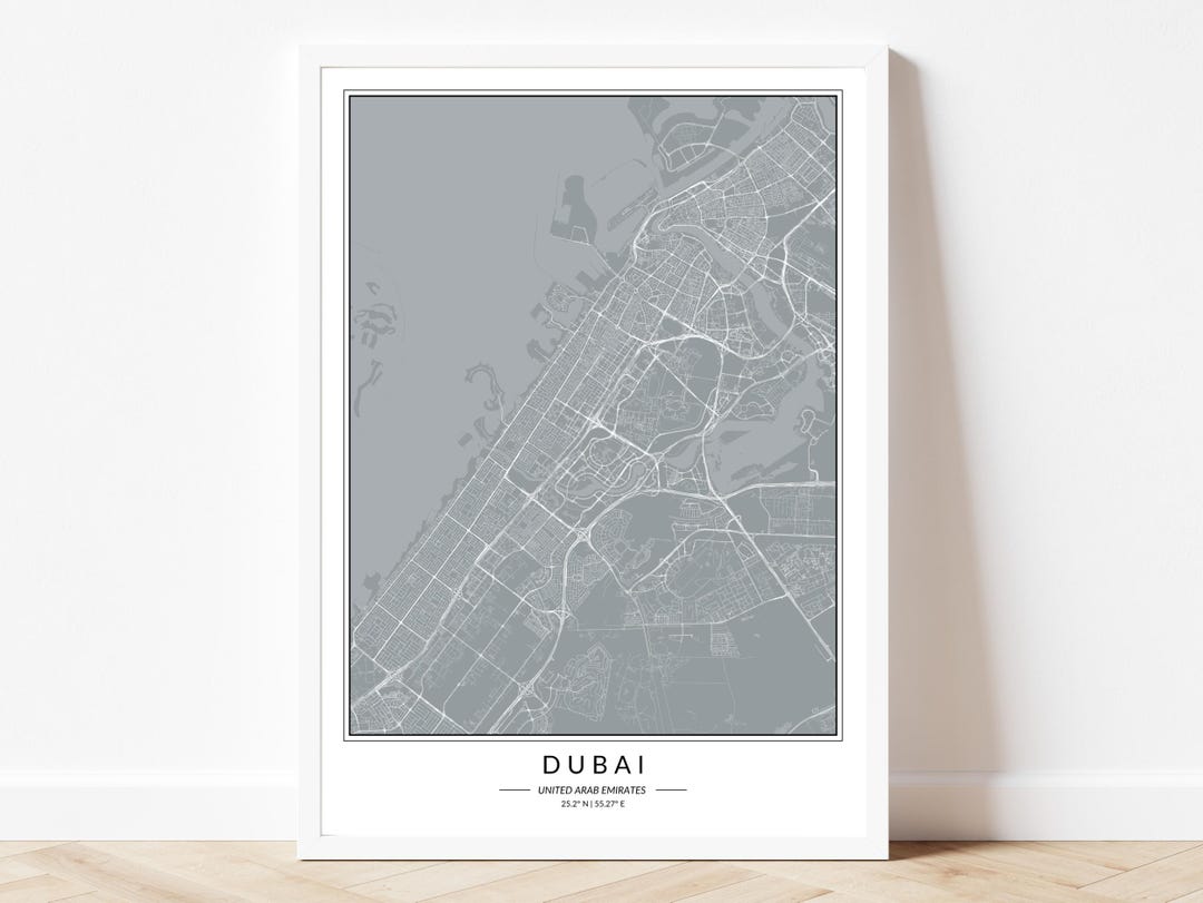 Dubai Map Print, Digital Dubai City Map Art, Modern Dubai Map Poster ...