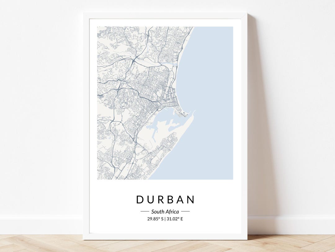 Durban Wall Art, Printable Durban Map Art, Durban Wall Decor Minimal ...