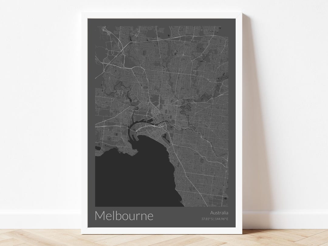 Melbourne Map Print Digital Colour Melbourne Map Poster Australia Map ...