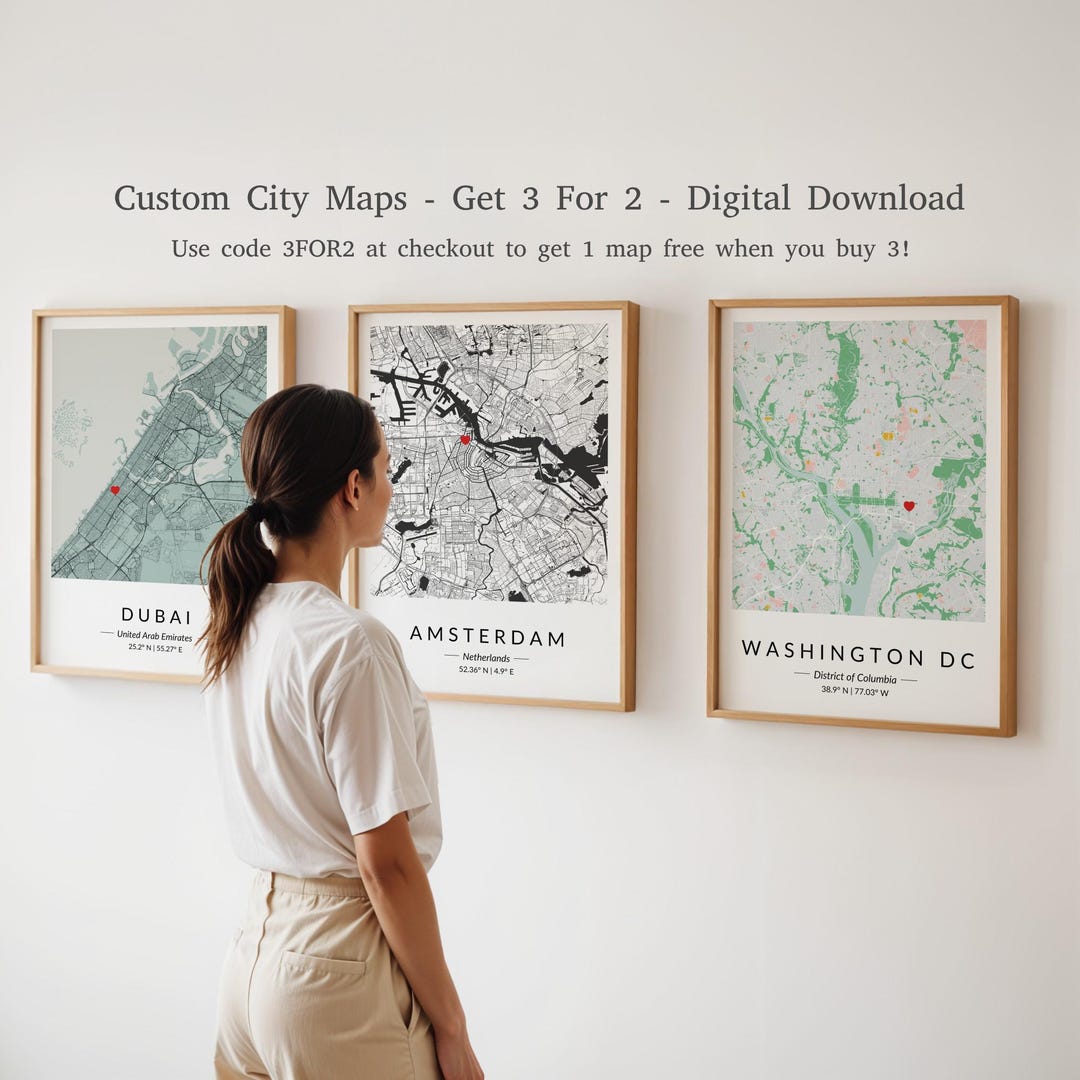 Printable City Map Art – Minimalist Color City Map Print – Modern Wall ...
