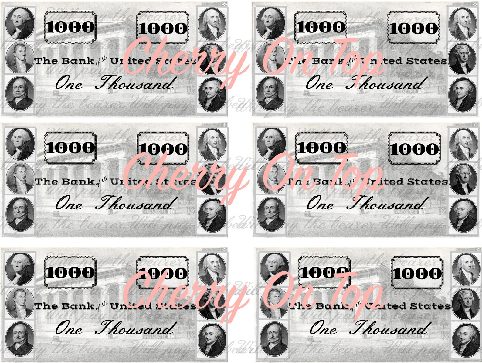 1800s Era Western Themed Play Money Vintage Currency DIGITAL DOWNLOAD ...