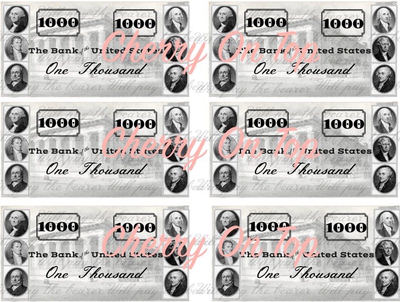 1800s Era Western Themed Play Money Vintage Currency DIGITAL DOWNLOAD ...