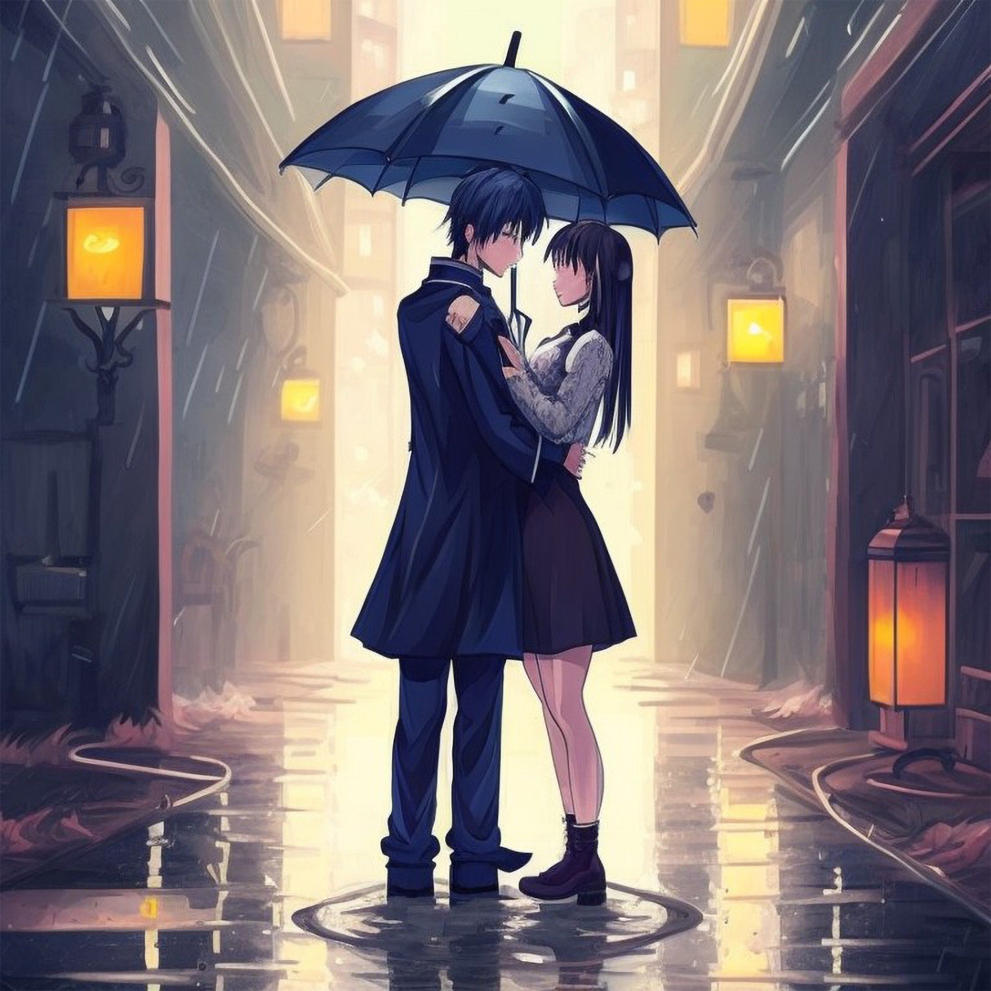 Anime Couple In The Rain