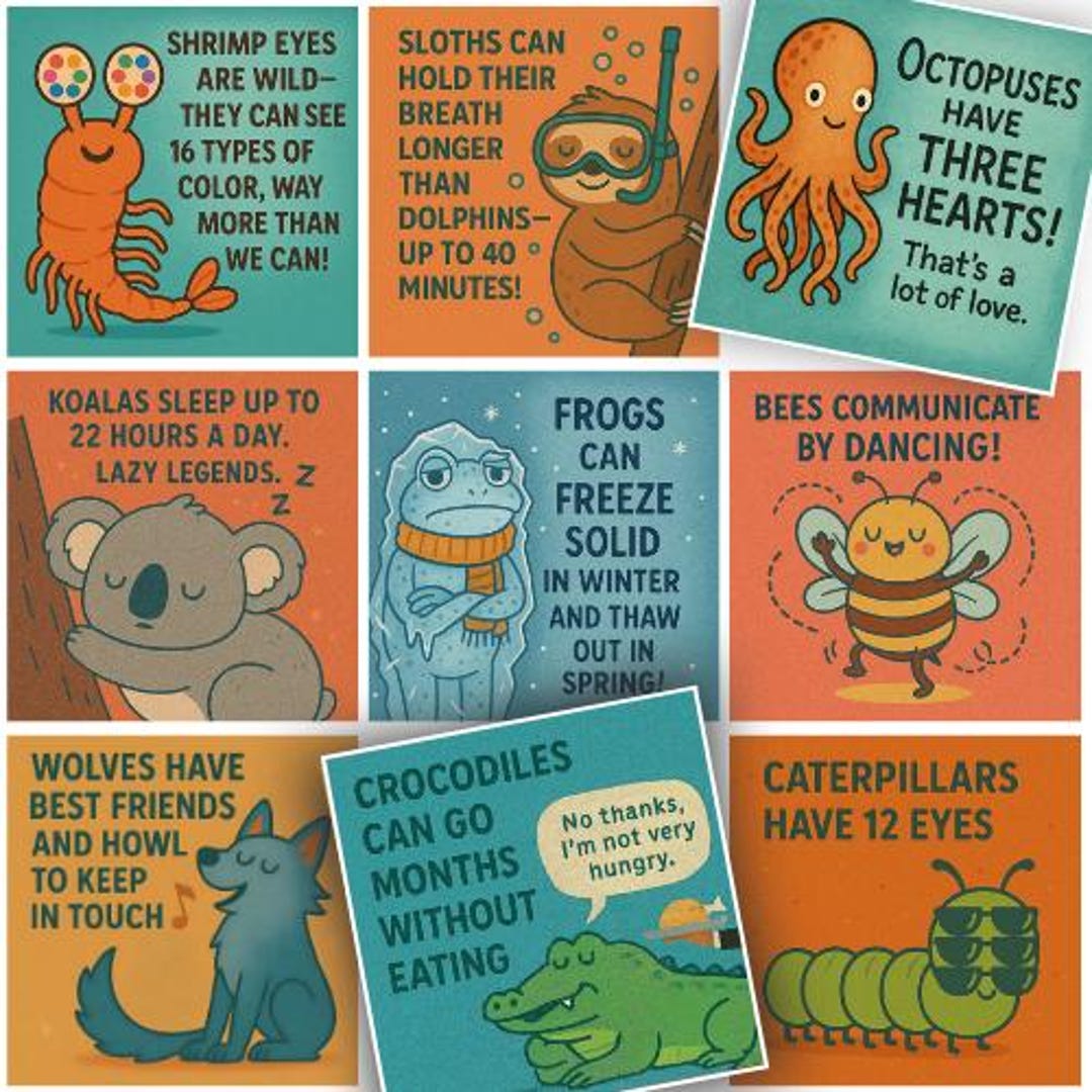 Animal Fact Lunch Notes for Kids: Fun Educational Cards (digital ...