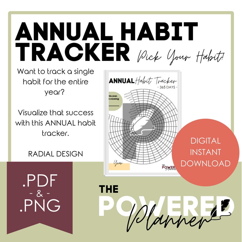 Annual Habit Tracker Radial Digital Download - Etsy