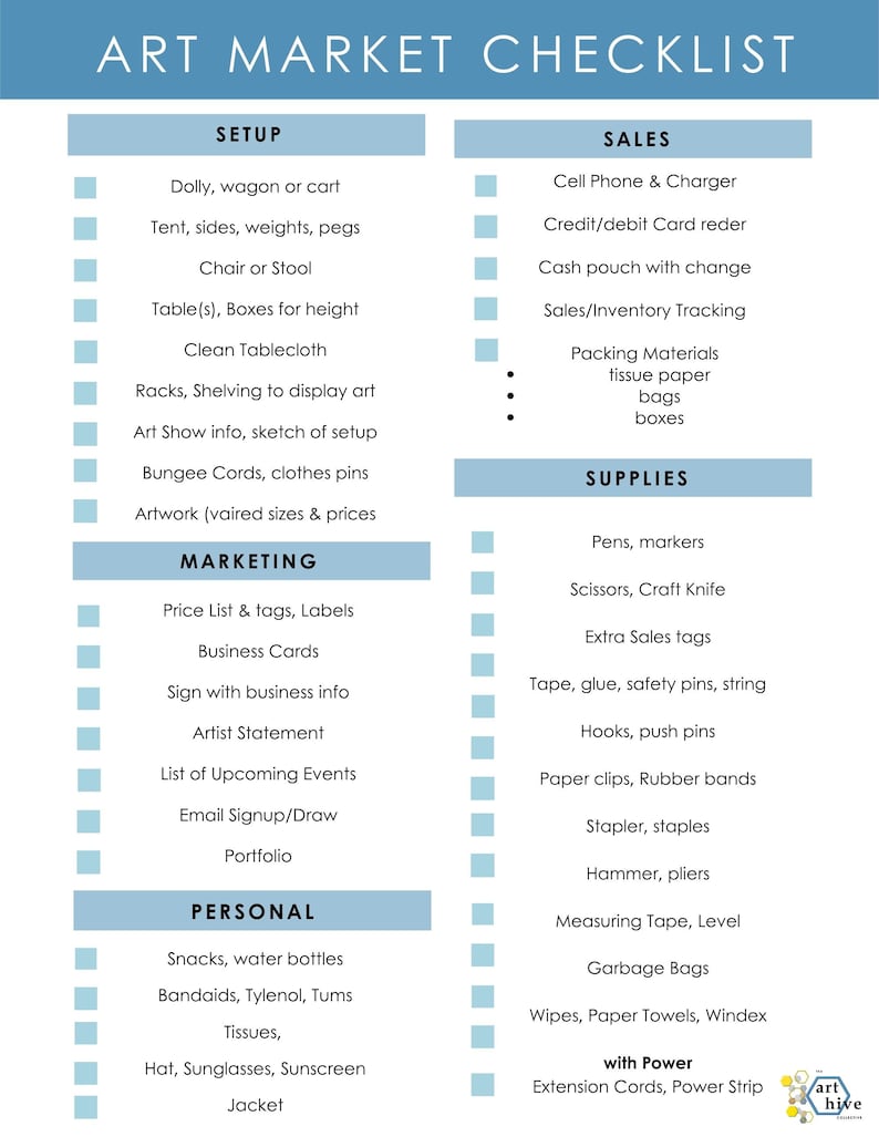 Art Market Checklist - Etsy