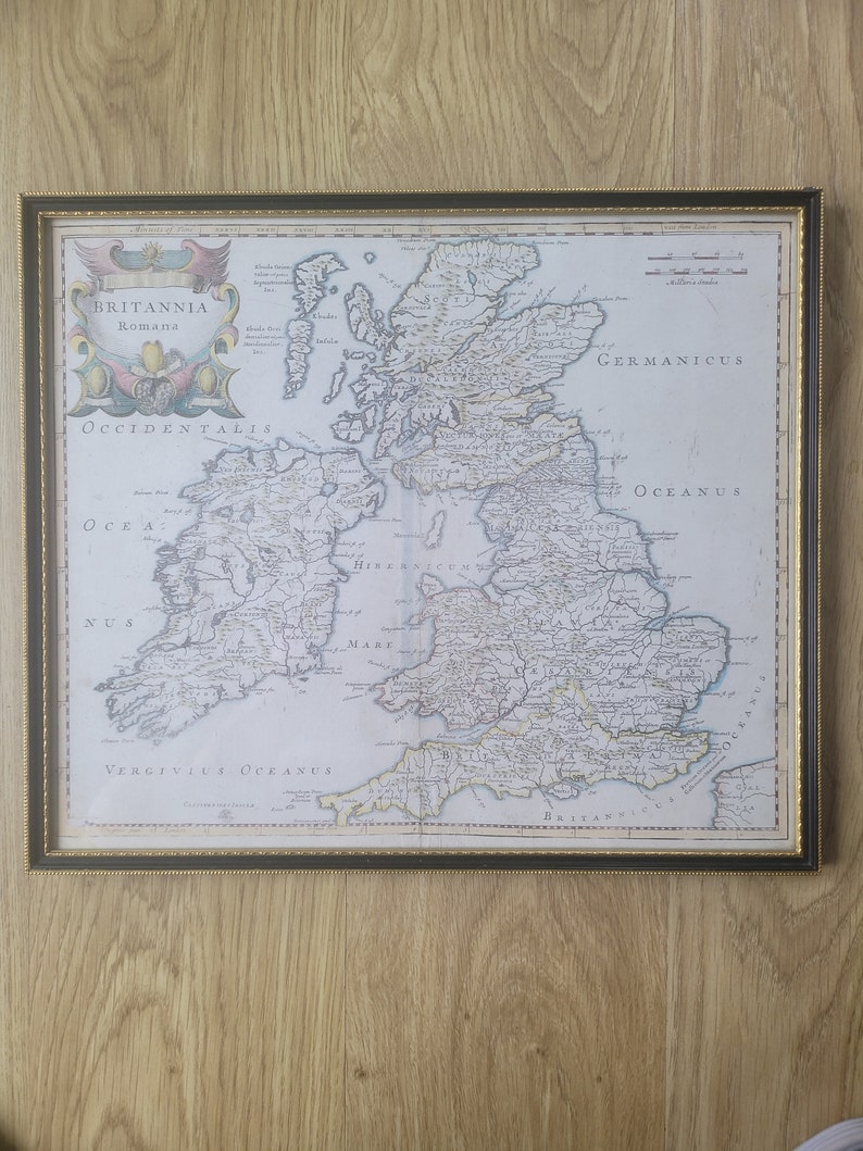 Mapa antiguo de Robert Morden. Britannia romana. - Etsy México
