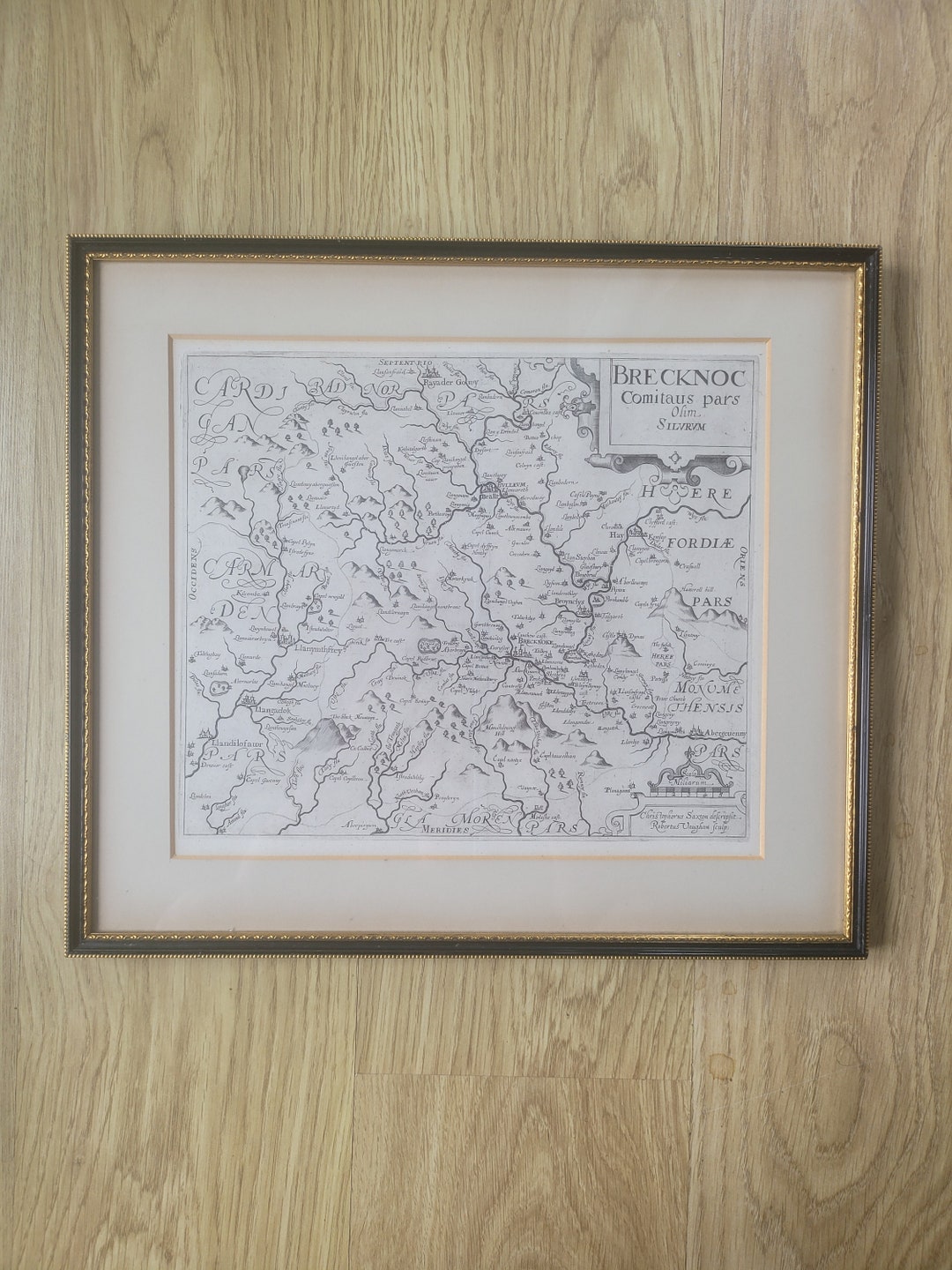 Christopher Saxton and Robert Vaughan Map of Brecknock - Etsy