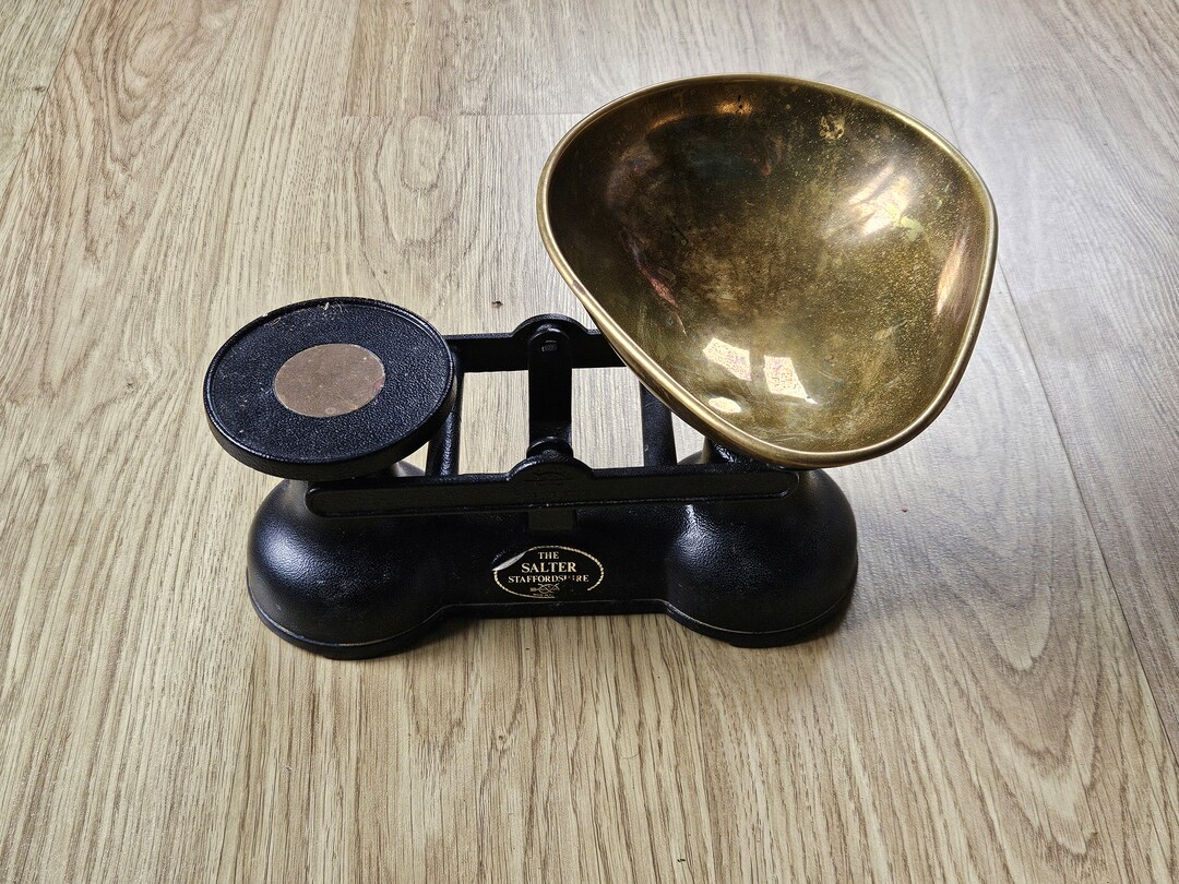 Salter Staffordshire Black Cast Iron Scales, With Brass Pan and Boxed ...