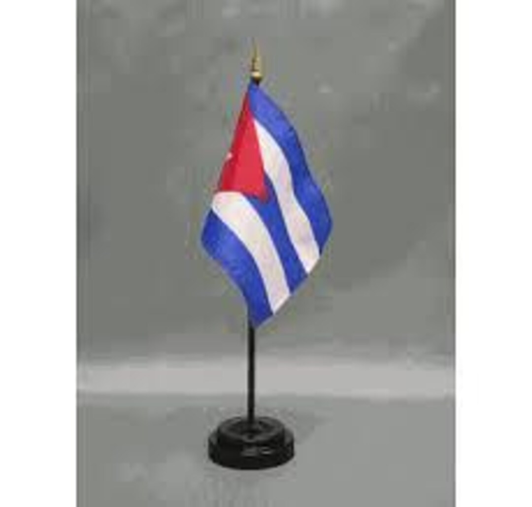 Four X Six Inch Mini Cuba Flag With Base, Cuba Mini Flag, Cuba Desktop ...