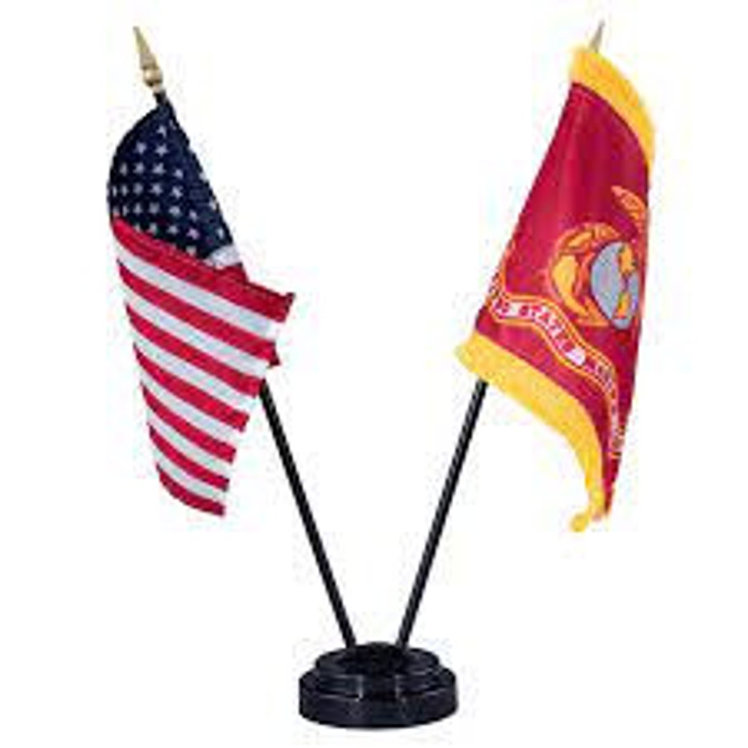 Free Shipping. Miniature American and Marine Corps Flags With Base - Etsy