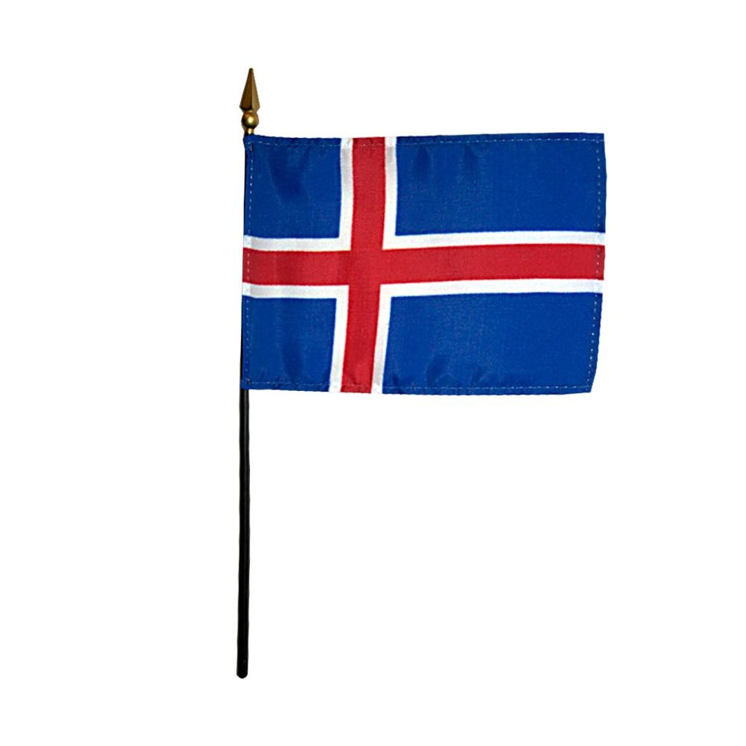 Iceland Miniature Flag 4"x6" With Base Small Iceland Flag Iceland Desk ...