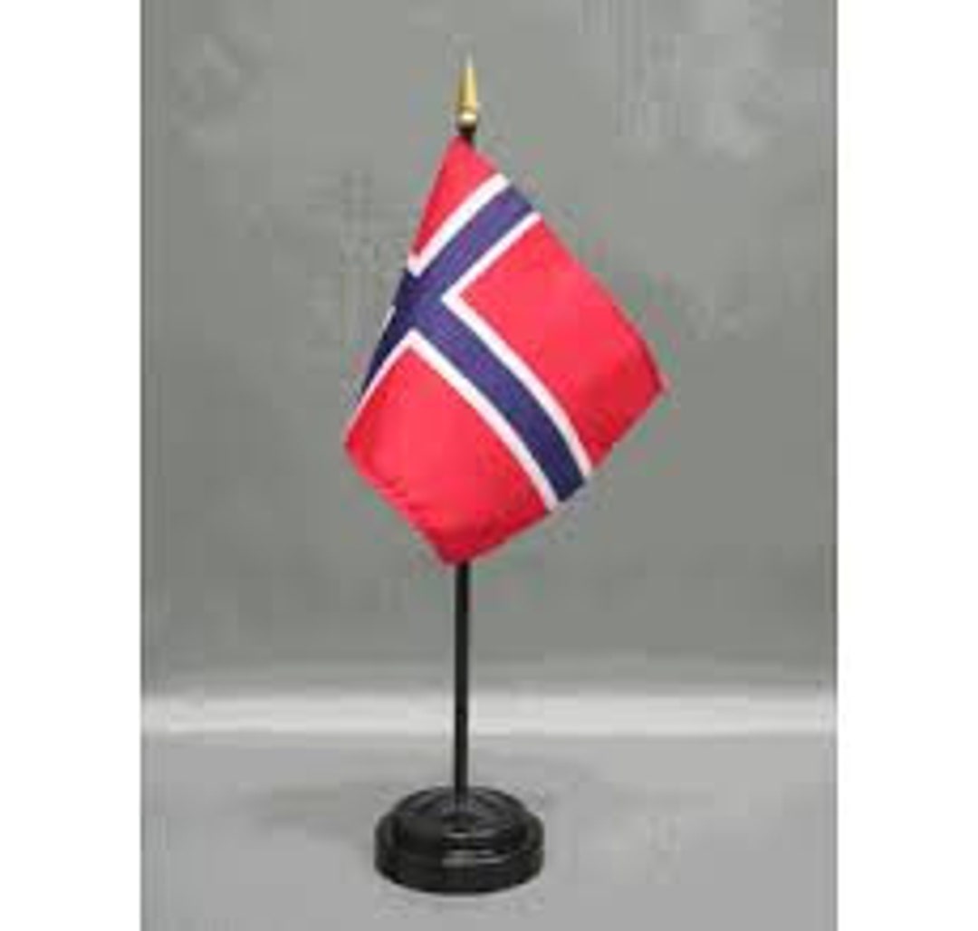 Four X Six Inch Norway Mini Flag With Flag Stand. Over 200 ...