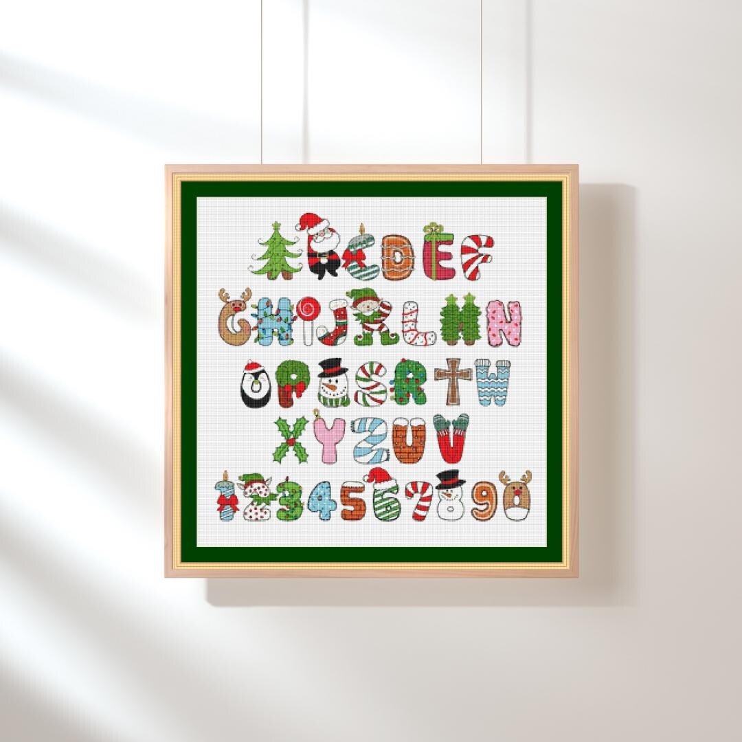 Christmas Alphabet and Numbers Cross Stitch Pattern Pdf , Cross Stitch ...