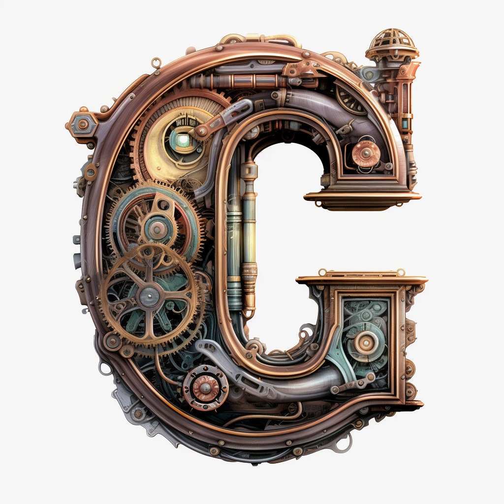 Steampunk Alphabet Printable Clipart PNG PDF and PSD Format - Etsy