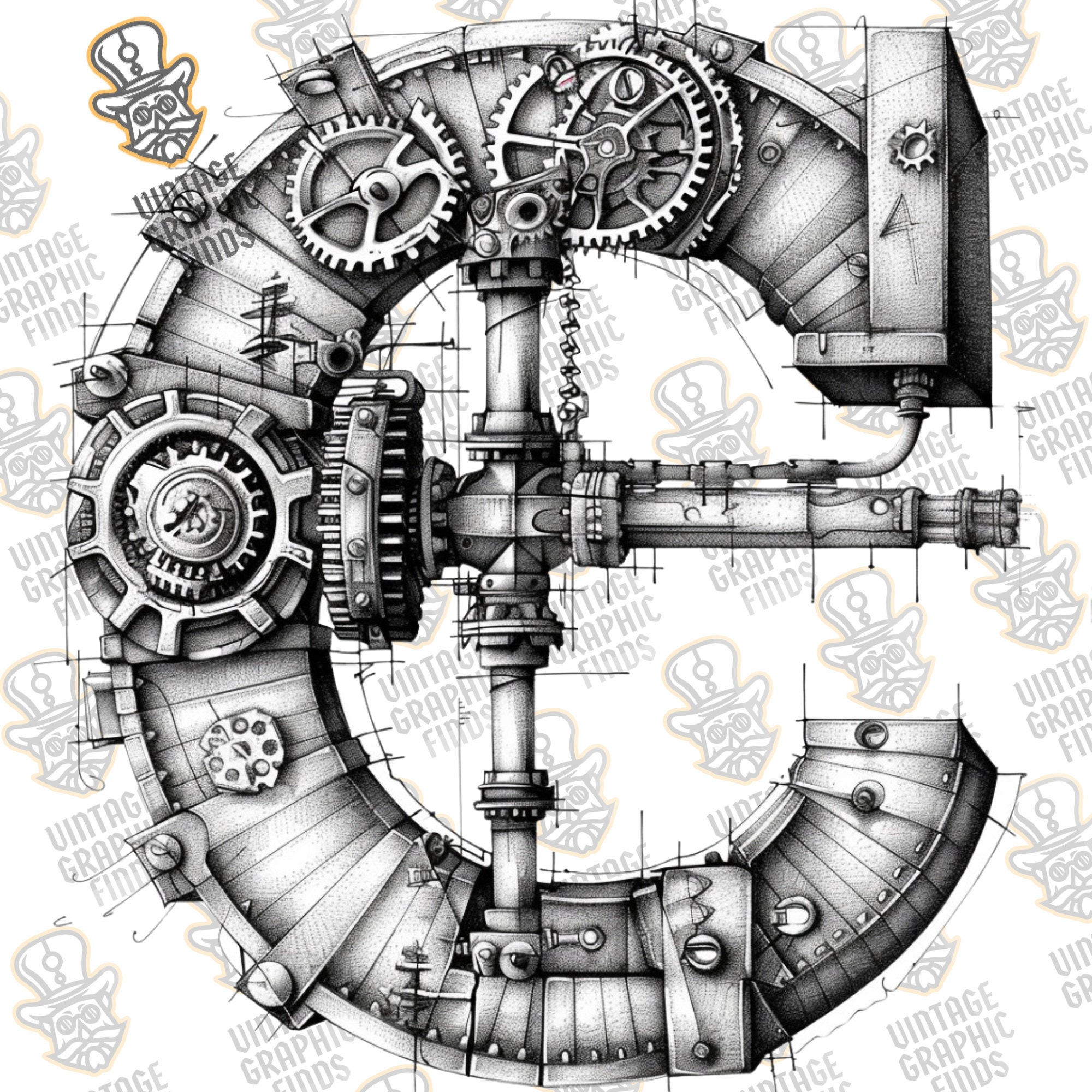 Pen and Ink Clipart, Discount Clipart, Discount Graphics, Steampunk PNG ...