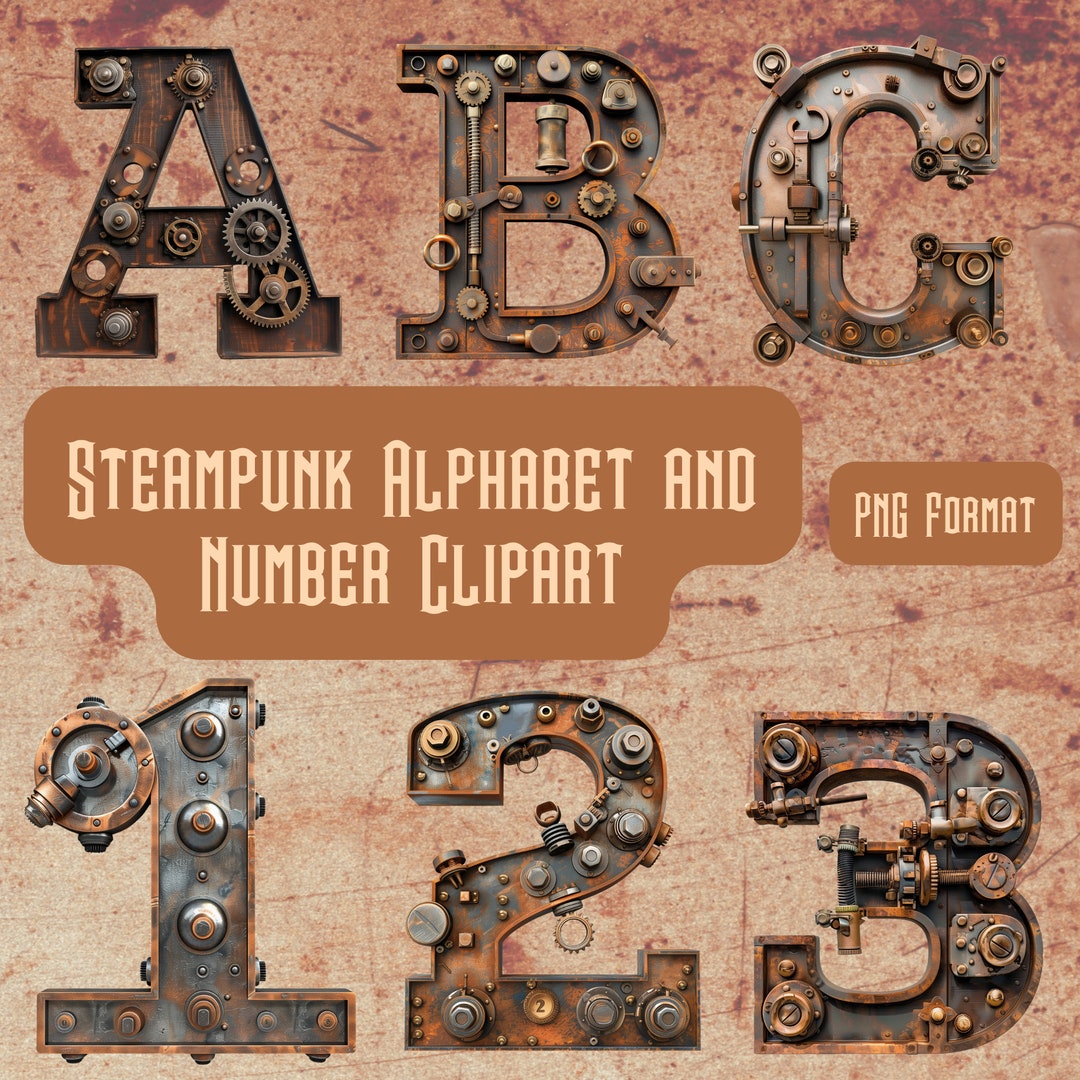 Steampunk Alphabet - Steampunk Letters - Steampunk Printable Clipart ...