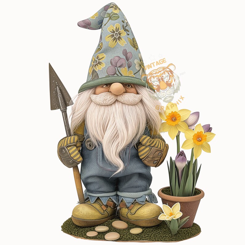 Garden Gnome Clip Art - Garden Gnome Spring Clipart - Garden Gnome ...