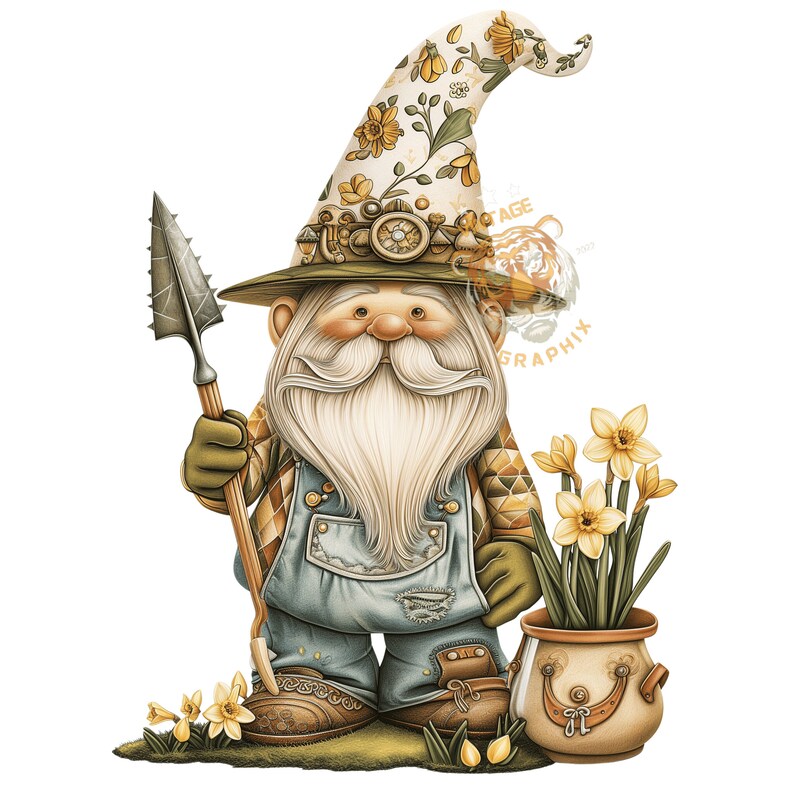 Garden Gnome Clip Art - Garden Gnome Spring Clipart - Garden Gnome ...