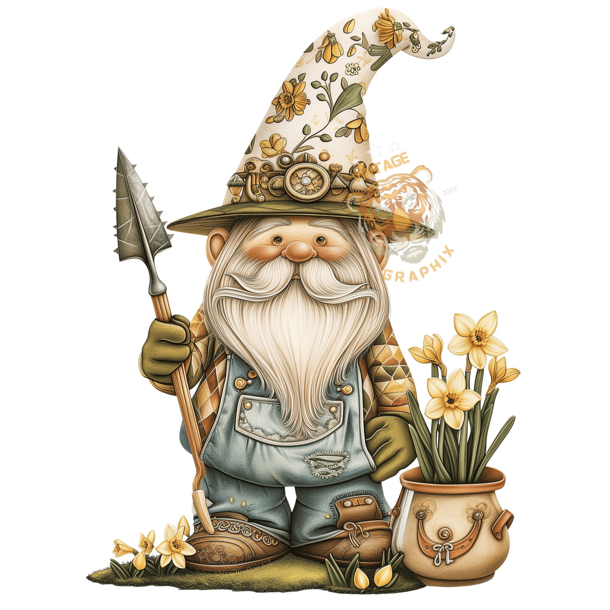 Garden Gnome Clip Art - Garden Gnome Spring Clipart - Garden Gnome ...