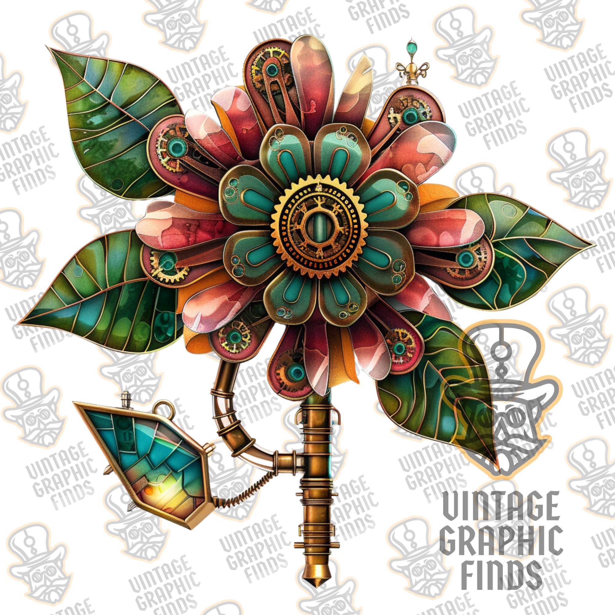 Steampunk Floral Bundle, Steampunk Clipart, PNG Steampunk Cliparts ...