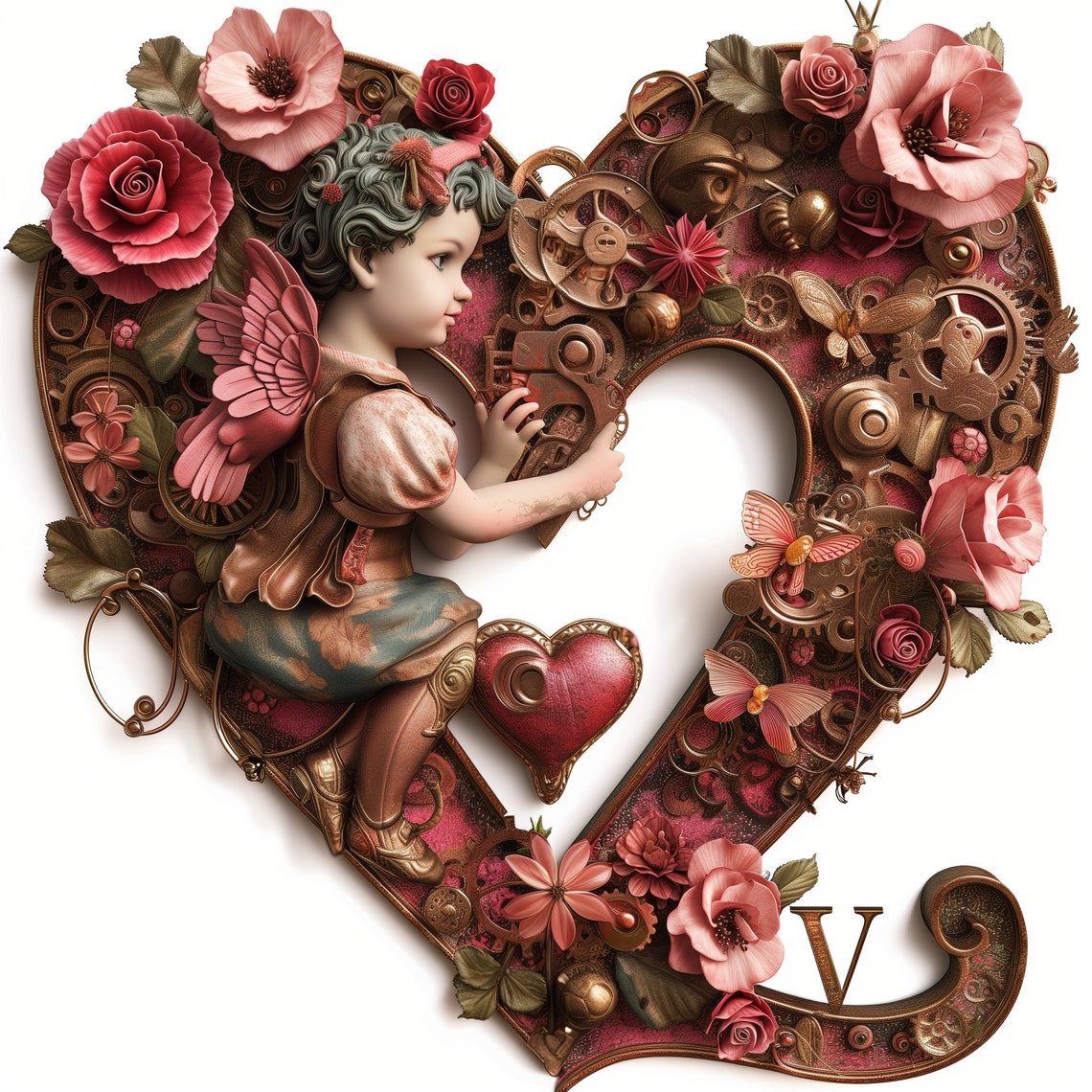 Steampunk Valentine's Alphabet & Numbers Clipart Set Vintage Love ...