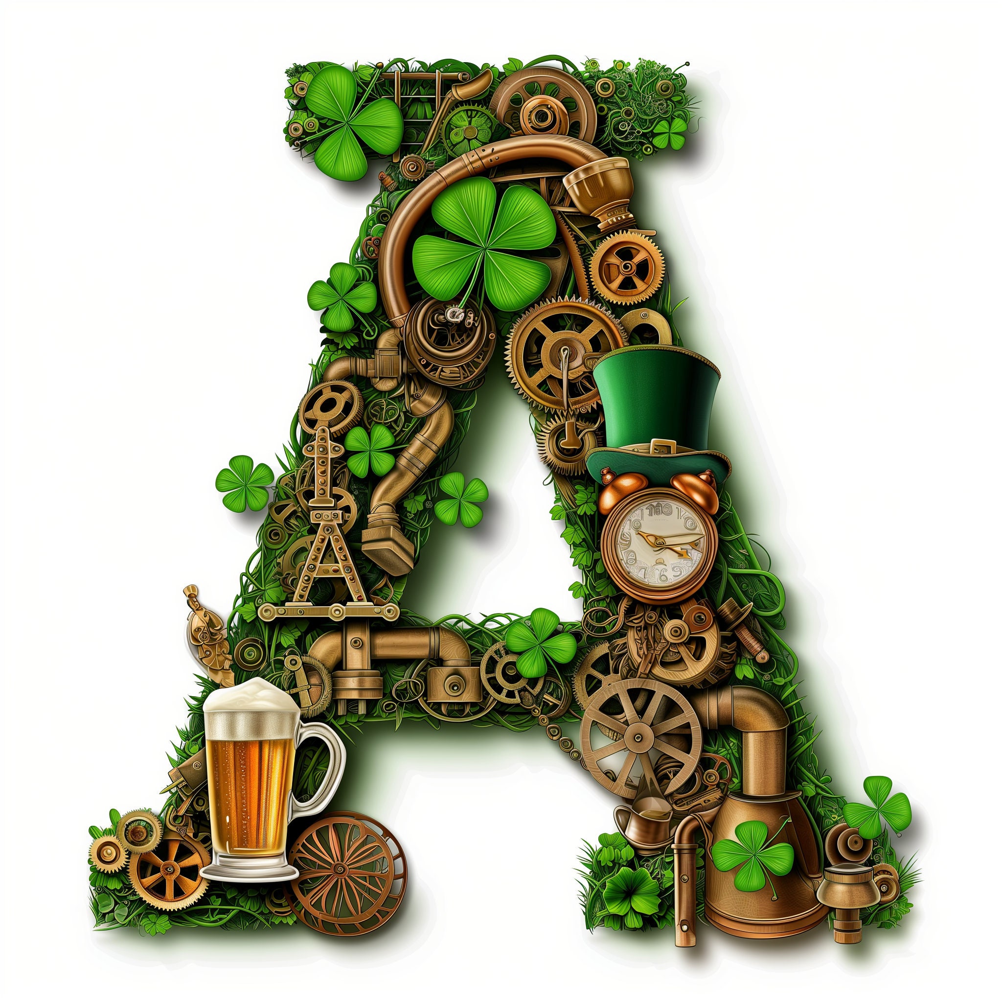 St Patricks Clipart Steampunk St. Patrick's Day Alphabet & Numbers ...