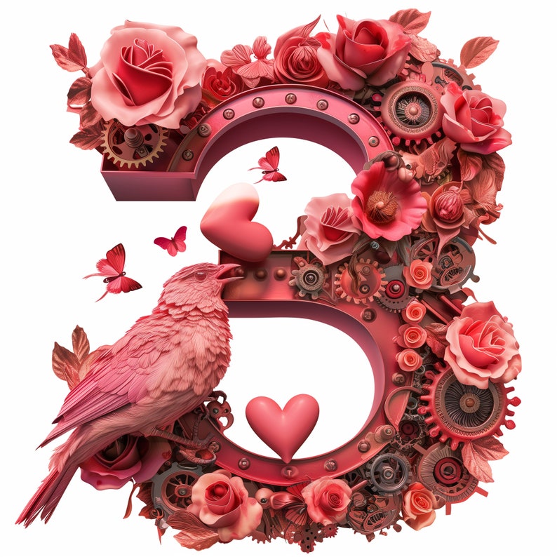 Steampunk Valentine's Alphabet & Numbers Clipart Set Vintage Love ...