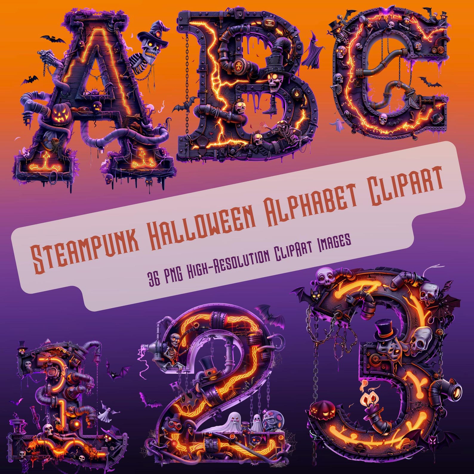 Halloween Alphabet Clipart, Halloween Letters Png, Halloween Alphabet ...