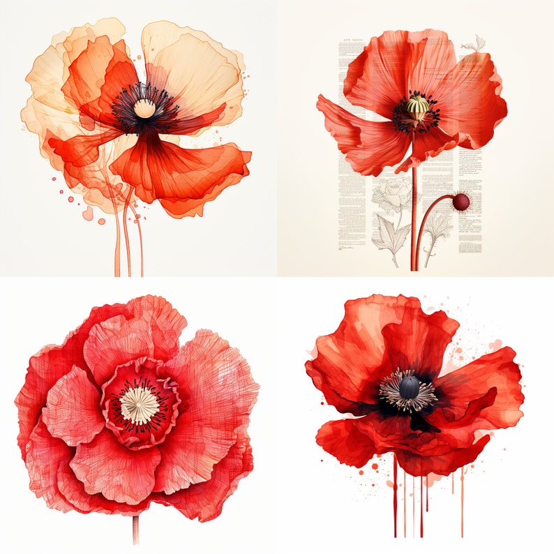 Poppy Birth Month Flower Clipart - Poppy Clipart - Poppy Birth Flower ...