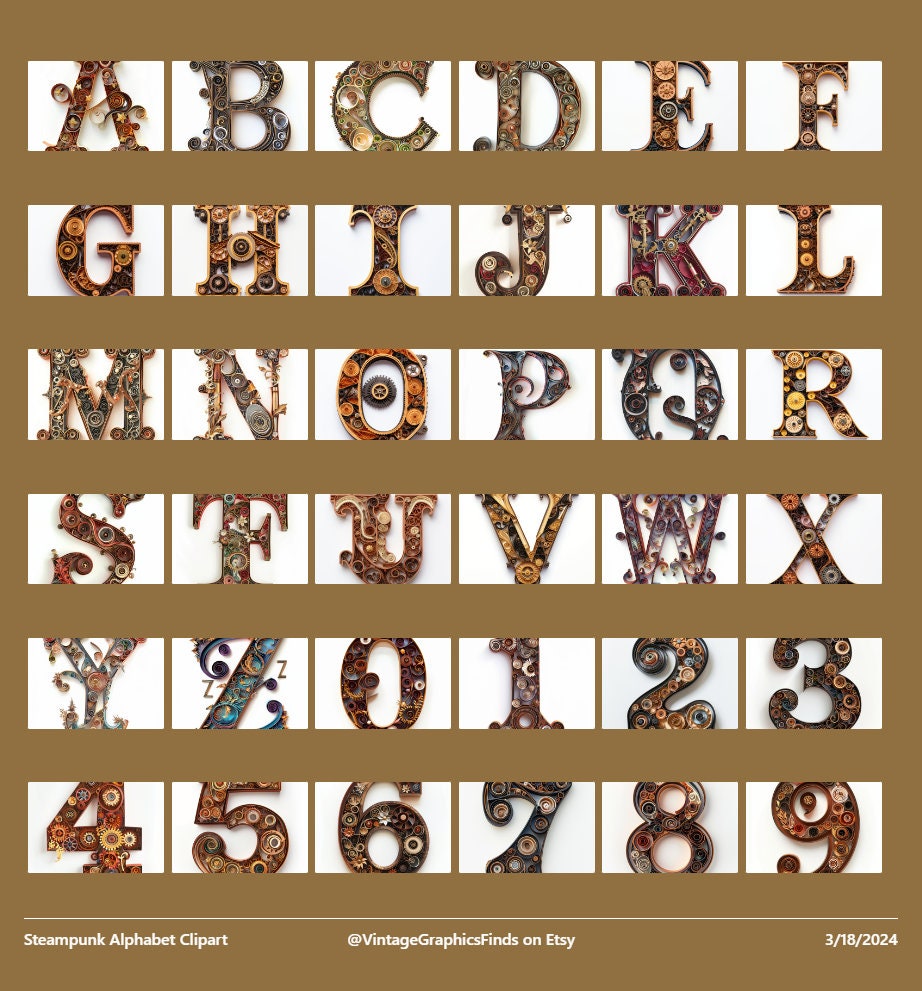 Steampunk Clipart - Steampunk Letters - Steampunk Alphabet - Steampunk ...